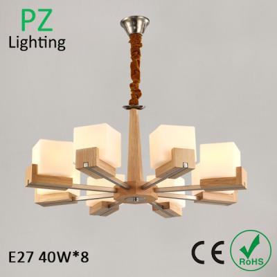 China Modern wooden lamp 3/5/8 arms wooden pendant lighting fixture made in Zhongshan China for sale
