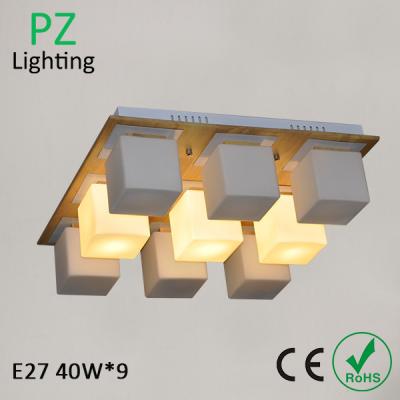 China Factory price E27 40x9 pcs wood ceiling lamp square ceiling lighting with remote control for sale