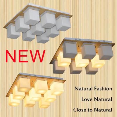 China New arrival E27 40x9 pcs wood ceiling lamp square ceiling lighting with remote control for sale