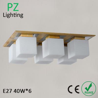 China rectangle 6x40W E27 socket wood ceiling lamp ceiling lighting with remote controller for sale