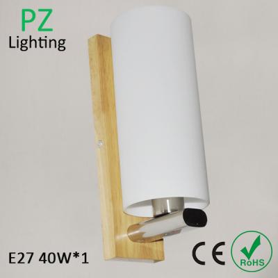China Wall mounted wood lamp with round glass shade white color,E27 LED bulb available CE/ROHS for sale