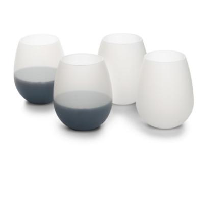 China Supply 100% Food Grade Material White Silicone Stemless Wine Glasses for sale