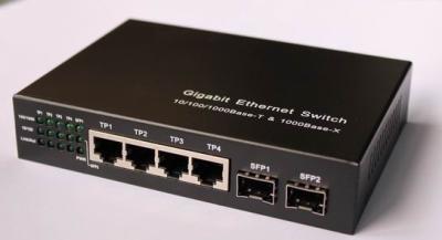 China High Speed 6 Port Optical Fiber Gigabit Ethernet Switch With 2 1000Mbps SFP Interfaces for sale