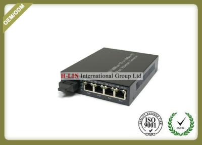 China 10/100M Single Fiber Optical Media Converter With 1 SC Fiber Port And 4 RJ-45 Ports for sale