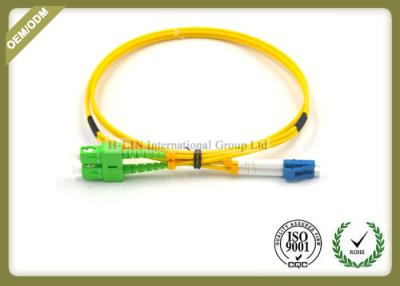 China LC UPC To SC APC Single Mode Fiber Cable Duplex 9/125 Wavelength With OFNR Jacket for sale
