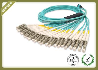 China MTP MPO to LC Multimode Fiber Optic Patch Cord 12 Strand OM3 50/125 for sale