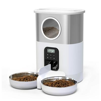 China 5L Smart Pet Feeder With LCD Display Dual Bowls Intelligent Pet Feeding Machine for sale