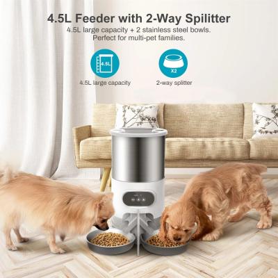 China Automatic WiFi Remote Control Smart Pet Feeder With 4.5L Stainless Steel Bowl for sale