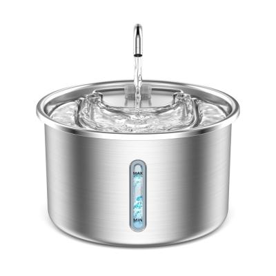 China 2.2L Stainless Steel Round Cat Pet Water Fountain Drinking Bowl With Circulation Filter for sale
