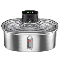 Quality Visible Auto Pet Water Fountain Stainless Steel Rechargeable Cat Drinking for sale