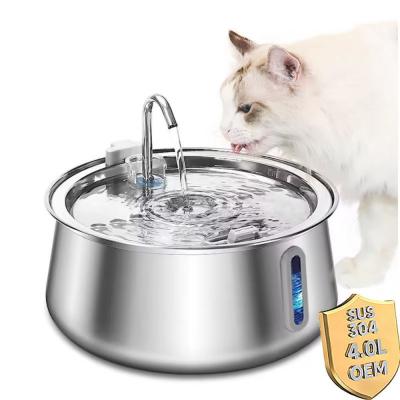 China Stainless Steel Cat Water Fountain 4l Large Capacity Dispenser for Multi-Pets Filtered Water for sale
