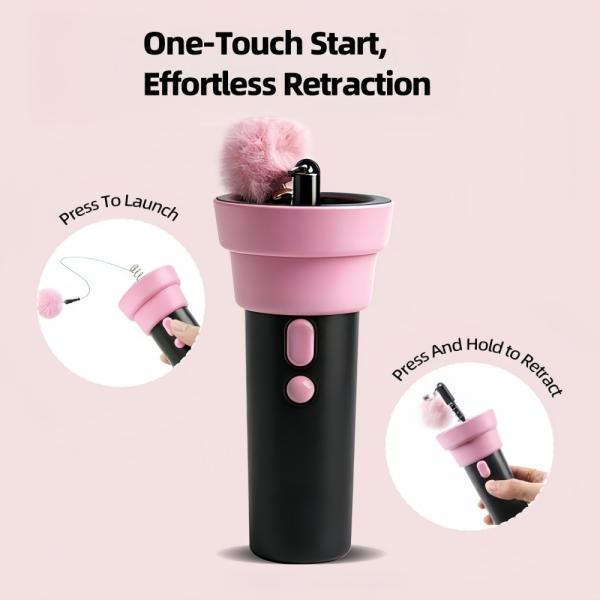 Quality One Click Launching Electric Cat Teaser Launcher Automatic Cat Teasing Stick for sale