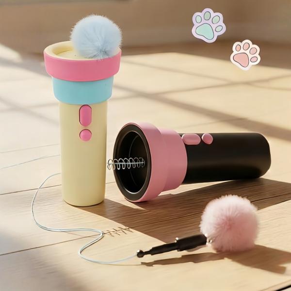 Quality One Click Launching Electric Cat Teaser Launcher Automatic Cat Teasing Stick for sale