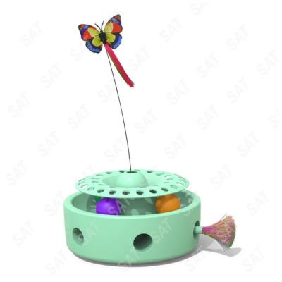 China Smart Automatic Pet Teaser Ball Three In One Feather Interactive Cat Toy for sale