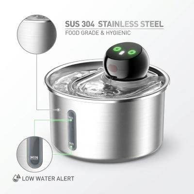 China 3L Stainless Steel Automatic Pet Water Fountain Quiet Wireless Rechargeable Pump Dispenser Cat Dog Waterer WF103 for sale