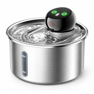 China Stainless Steel 3L Large Capacity Automatic Pet Water Fountain Ultra Quiet Wireless Pump Dispenser for Cats Dogs for sale