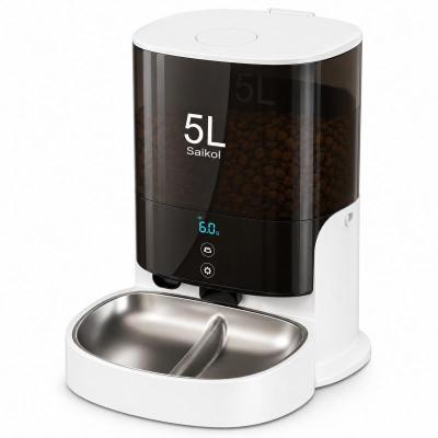 China 5L RFID Smart Automatic Cat Feeder 1080P Camera Dual Bowl Multi-Cat Recognition with WiFi App Control for sale