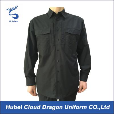 China Algodão uniforme do poliéster 35% das camisas 65% da segurança preta exterior da camisa da polícia à venda
