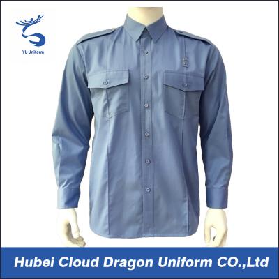 China Blue TC Poplin Long Sleeve Military Tactical Shirts , Police Department Shirts for sale