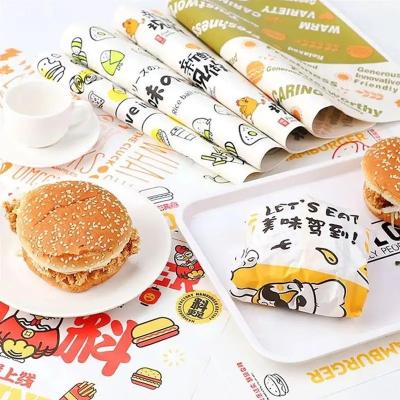 China Burger Disposable Wax Greaseproof Food Wrapping Paper Recyclable CMYK Printing for sale