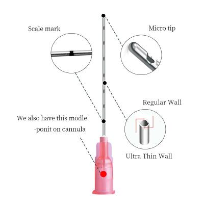 China 22G 50mm tip cannula microcannula disposable injection blunt tip micro cannula needle for filler treatment for sale