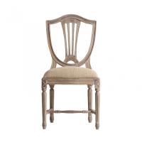 Quality Designer French Style Dining Chairs With Unique Backrest And Linen Upholstered for sale