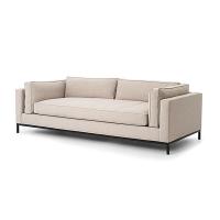 Quality Cotton Fabric Three Seater Sofa Comfort With Armrests And Minimalist Legs for sale