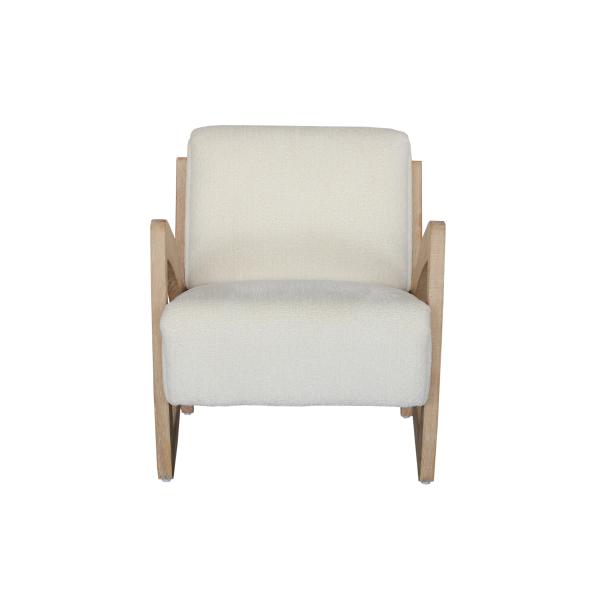 Quality Linen Solid Wood Lounge Chairs Wood Frame Accent Chair With Sculptural Arms for sale