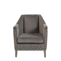 Quality Vintage Upholstered Accent Chairs Velvet Upholstered Lounge Chair With Studded for sale