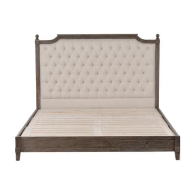 China Tufted Linen Solid Wood Upholstered Beds Bedroom Upholstered Platform Bed Frame for sale