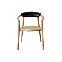 Quality Modern Wishbone Style Dining Chair With Woven Seat And Leather Backrest for sale