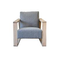 Quality Contemporary Solid Wood Armchair 81×109×80cm With Gray Fabric Upholstery for sale