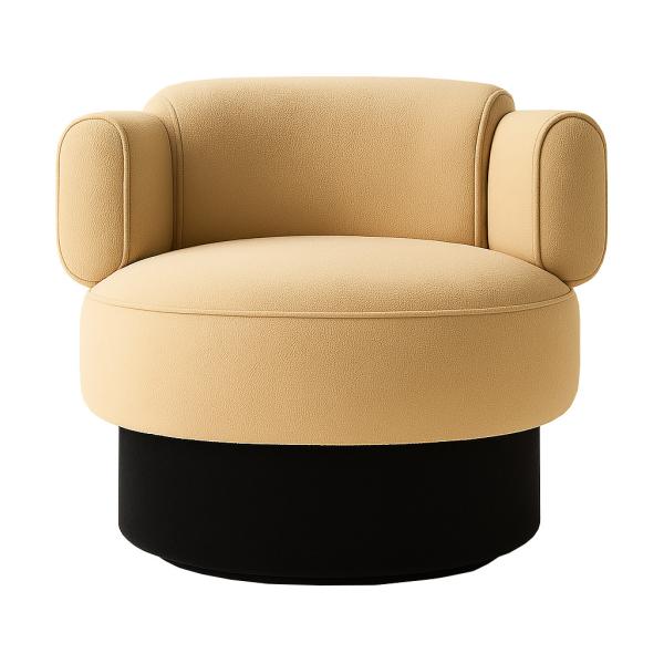 Quality Veluxe 360-degree Swivel Lounge Chair with Bouclé Upholstery and Soft Velvet Base for sale
