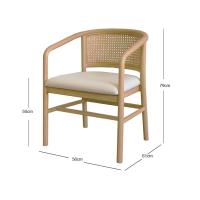 China Solid Wood Cane Back Upholstered Dining Armchair CYC-074 for sale