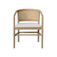 China Solid Wood Cane Back Upholstered Dining Armchair CYC-074 for sale
