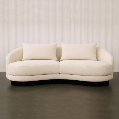 China Modern Curved Boucle Sofa with Solid Wood Frame and Deep Cushions for Living Room for sale