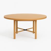 China Solid Wood Round Dining Table with Four-Leg Base - φ110×75 cm Solid Oak Modern Wooden Dining Table for sale