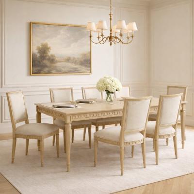 China French Style Carved Solid Wood Dining Table with 160×90×76 cm Dimensions for Elegant Dining Spaces for sale