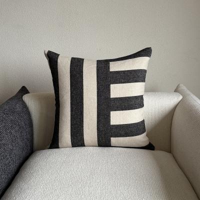 China Reversible Asymmetrical Stripe Throw Pillow with 55%Linen 45%Viscose Cover and 100% Feather Insert for sale