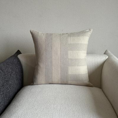 China Reversible Panel Stripe Throw Pillow with 55%Linen 45%Viscose Cover and 100% Feather Insert for sale
