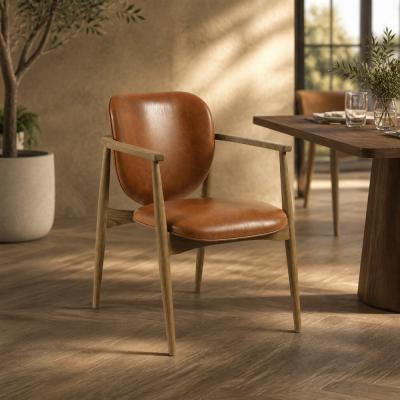 China Mid-Century Leather Dining Armchair CYC-039 for sale