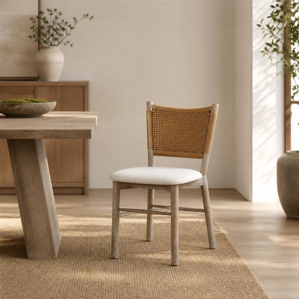 Quality Woven Rattan Back Upholstered Dining Chair CYC-063 for sale
