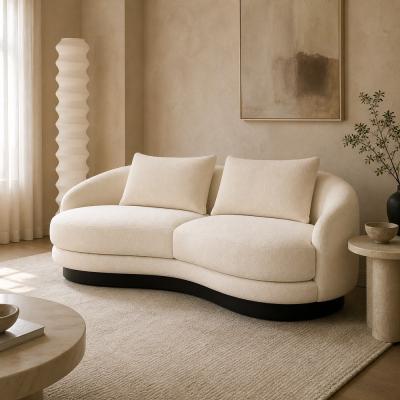 China Sculptural Curved Boucle 2-Seater Sofa with Black Plinth Base SF-011 for sale