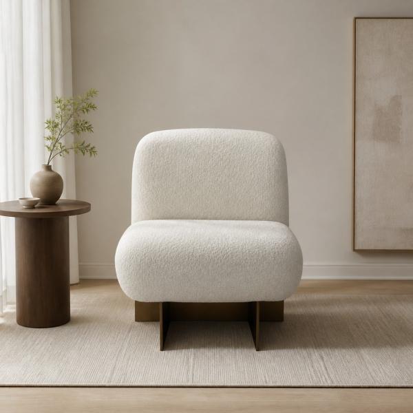 Quality Modern Boucle Metal Base Single-Seat Lounge Chair   CYC-011 for sale