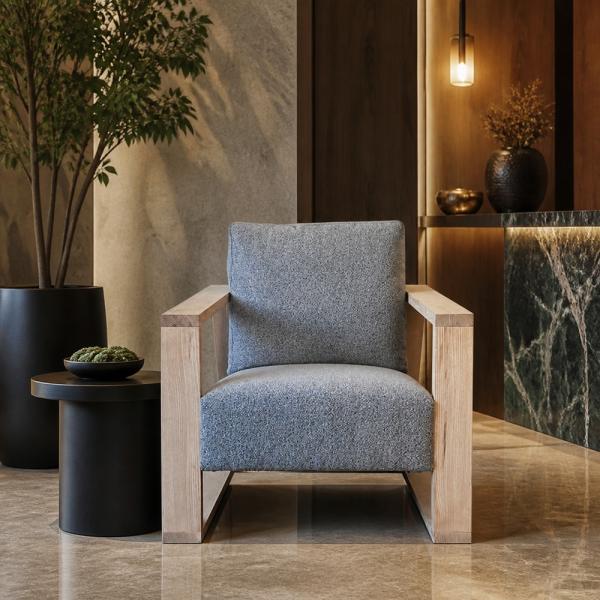 Quality Contemporary Geometric Solid Wood Lounge Chair, 1-Seater LG-5013 for sale
