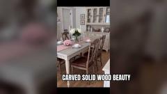 French Style Carved Solid Wood Dining Table | Luxury European Dining Furniture