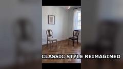 Vintage Pattern Solid Wood Upholstered Dining Chair | Contrast Back Design