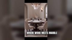 Solid Wood & Marble Dining Table Set | Luxury Dining Table with Matching Chairs