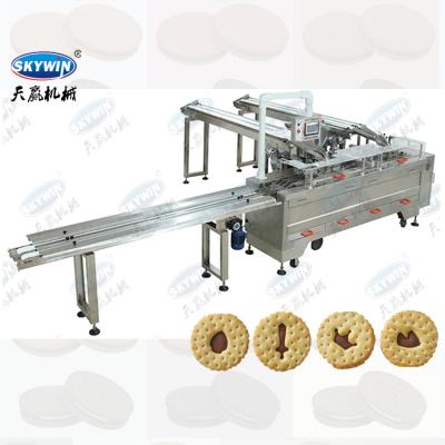 중국 2개의 차선 1개의 색깔 초콜렛 샌드위치 건빵 기계 600-1200 샌드위치/분 판매용