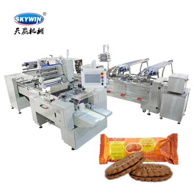 China A máquina enchida de creme automática do biscoito do sanduíche conecta a máquina de empacotamento do envelope à venda